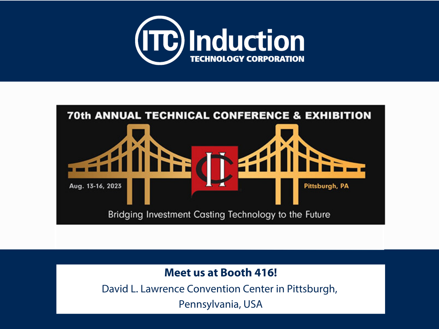 ITC will be an Exhibitor at ICI Technical Conference and Expo 2023